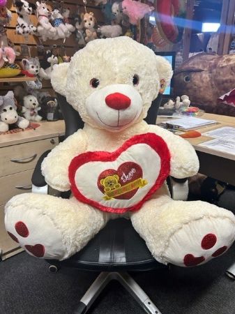 Large cream bear with heart 80cm